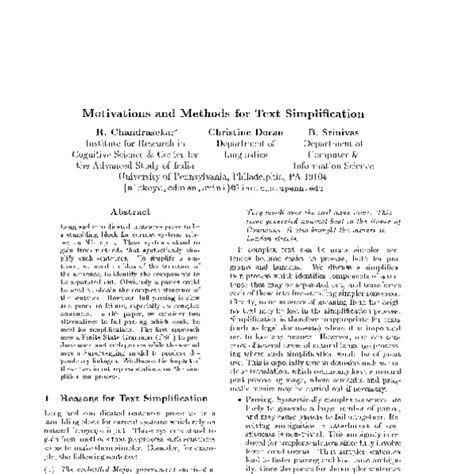 Motivations And Methods For Text Simplification Acl Anthology