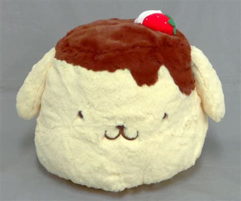 駿河屋 プリン イチゴ付きプリン型bigクッション 「ポムポムプリン」（クッション・抱き枕・本体）