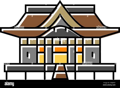 Shinto Shrine Building Shintoism Color Icon Vector Illustration Stock