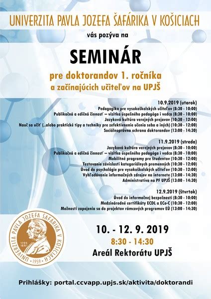 Seminár pre doktorandov Centrum celoživotného vzdelávania a podpory projektov UPJŠ