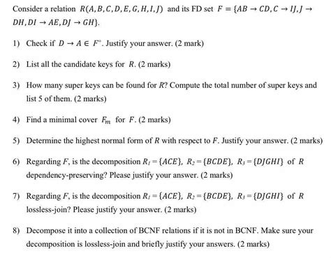 Solved Consider A Relation 𝑅𝐴𝐵𝐶𝐷𝐸𝐺𝐻𝐼𝐽