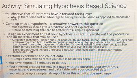 Solved Activity Simulating Hypothesis Based Science You Chegg