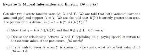 Solved Exercise 1 Mutual Information And Entropy 30 Marks