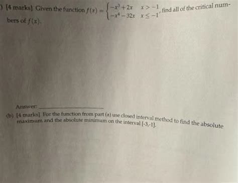 Solved Marks Given The Function Chegg