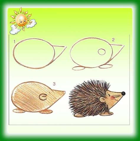 Как нарисовать ежика поэтапно красками и карандашом для начинающих схемы с пошаговой инструкцией