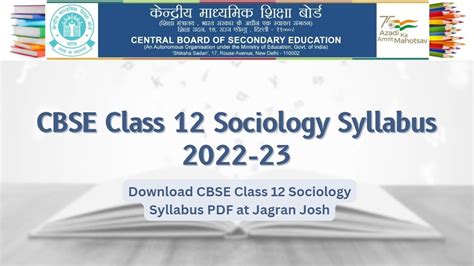 Cbse Class 12 Sociology Syllabus 2022 23 Download The Latest Curriculum