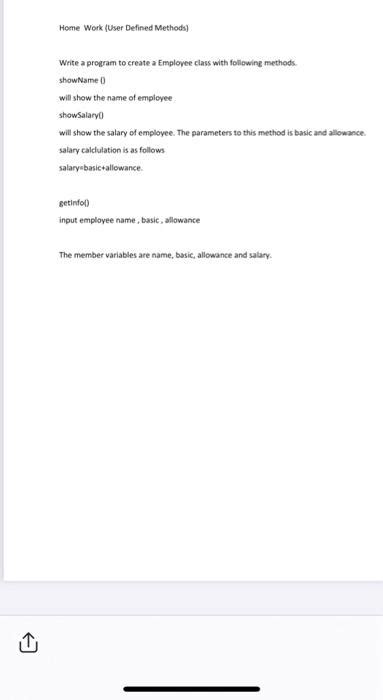 Solved Home Work User Defined Methods Write A Program To