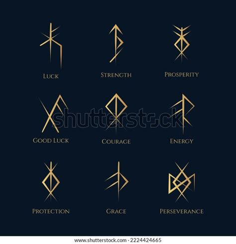Viking Bind Runes Isolated Set Golden Stock Vector Royalty Free