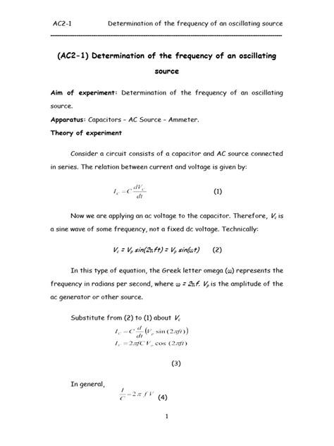 Ac2 1 Determination Of Ac Source Frequency Pdf Capacitor
