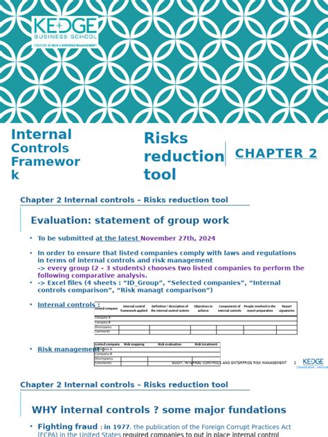 Chap 2 Internal Controls Framework Pdf Internal Control Enterprise Risk Management