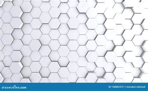 Abstract Hexagon Geometry Background White Hexagonal Pattern Randomly Waving Animation 3d