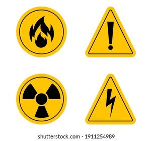 Triangular Danger Signs Symbols Set Informing Stock Vector Royalty