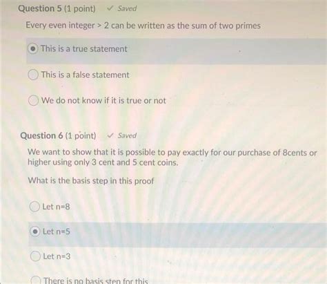 Solved Question 5 1 Point Saved Every Even Integer 2 Can