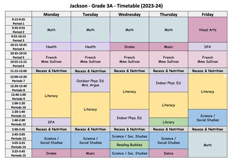 Timetable Mr Jacksons Grade Three Class Timetable Mr Jacksons Grade Three Class