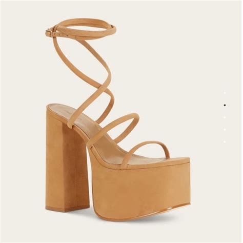 Cult Gaia Shoes Nwt Cult Gaia Hyte Tan Camel Platform Strappy Heels