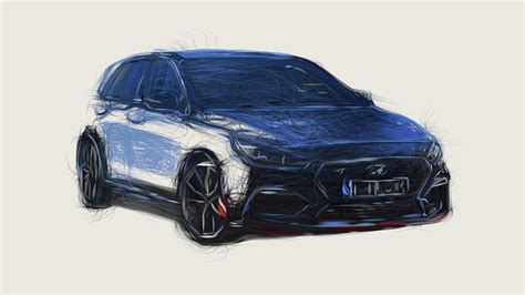 Hyundai I30 N Car Drawing Digital Art By Carstoon Concept Fine Art