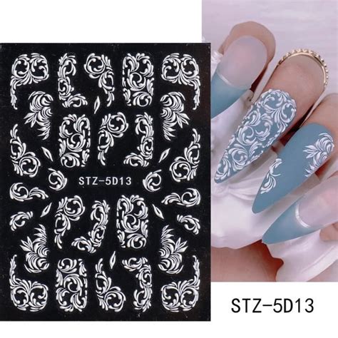 STICKERS POUR NAIL ART STZ 5D13 Autocollants pour ongles gravés en