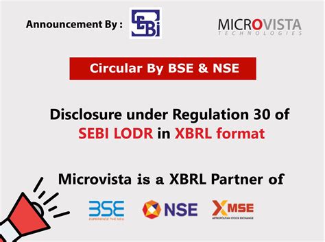 Filing Of Announcements In Xbrl Format On Bse Listing Centre