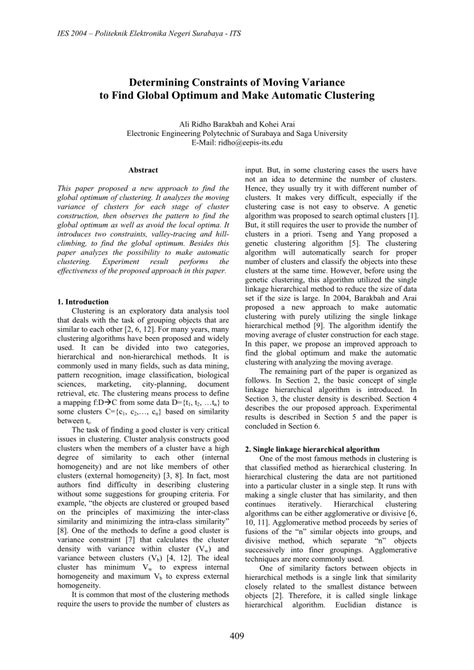 Pdf Determining Constraints Of Moving Variance To Find Global Optimum And Make Automatic