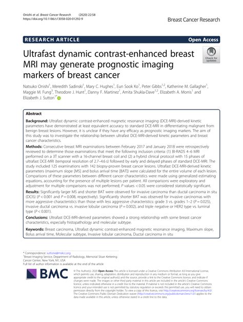 Pdf Ultrafast Dynamic Contrast Enhanced Breast Mri May Generate