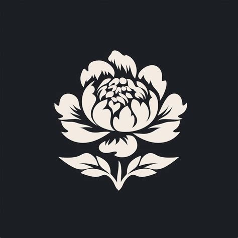 Premium Photo Peony Logo Set Vector Symbols On Black Background