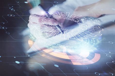 Premium Photo Double Exposure Of Woman S Hands On Background With Technology And Digital
