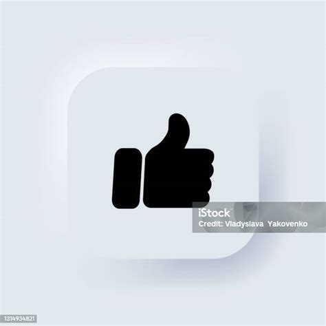 엄지 손가락 위로 버튼 아이콘처럼 손 엄지 손가락 소셜 미디어 개념 Neumorphic Ui Ux 화이트 사용자 인터페이스 웹