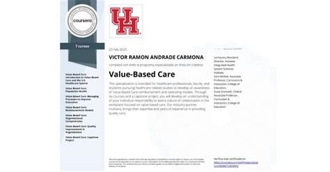 Completion Certificate For Value Based Care Victor R Andrade Carmona