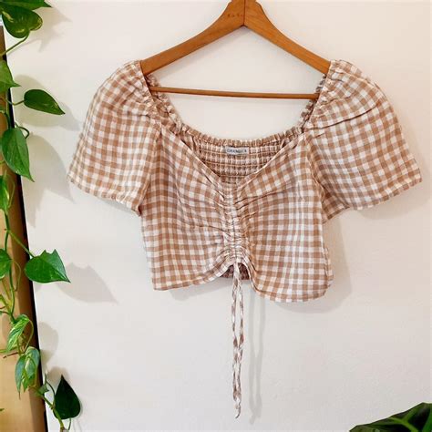Ghanda Cute Plaid Check Print Cotton Crop Depop