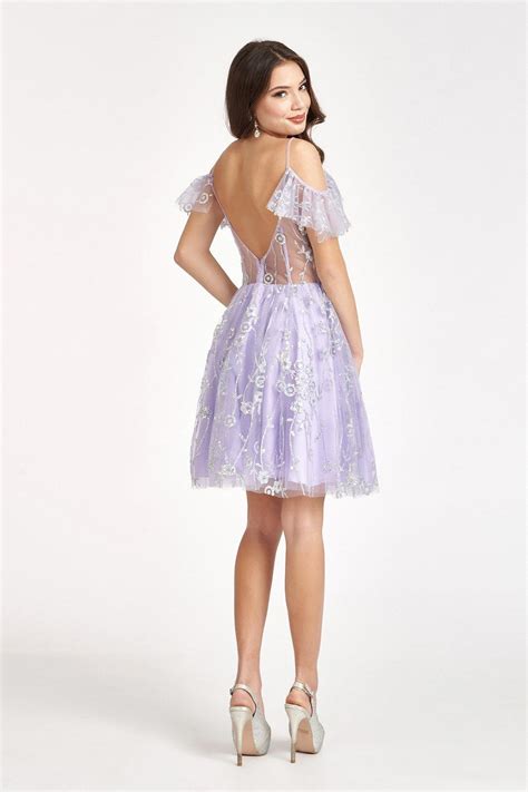 Lilac Homecoming Short Off Shoulder Mesh Cocktail Dress For 14999
