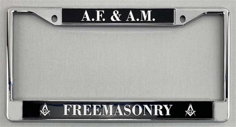 Masonic Silver Metal License Plate Frame