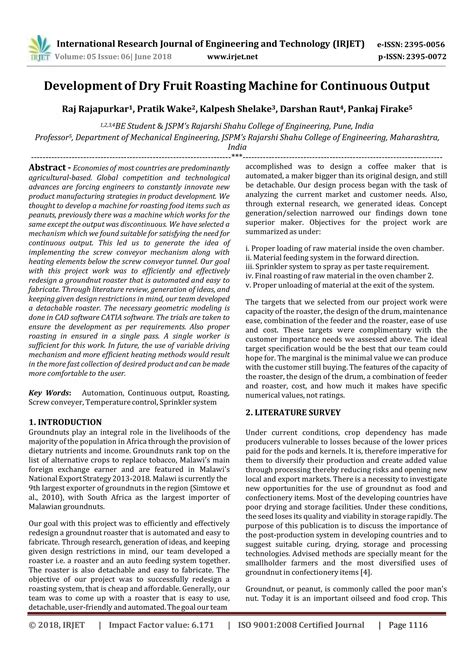 IRJET Development Of Dry Fruit Roasting Machine For Continuous Output PDF