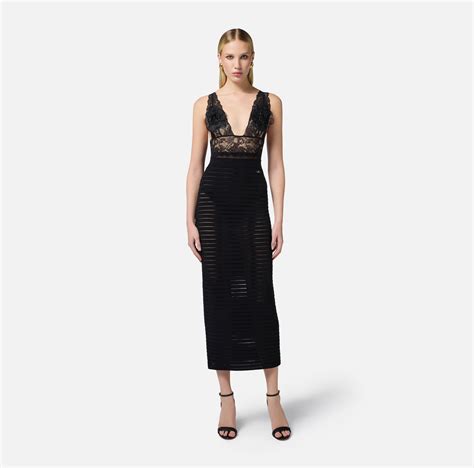 Bodysuit In Lace And Tulle Fabric With 3D Flowers Elisabetta Franchi