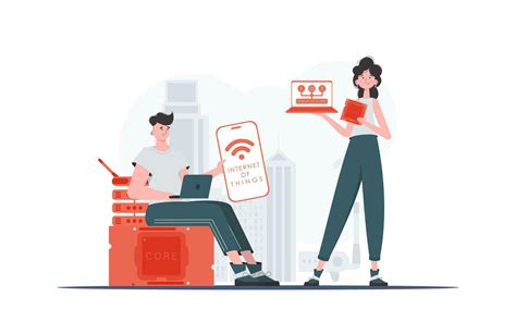 IoT Concept The Girl And The Guy Are A Team In The Field Of Internet Of Things Good For