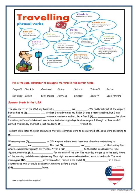 Travelling Phrasal Verbs English ESL Worksheets Pdf Doc