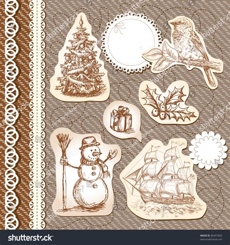 Set Cute Vintage Design Elements Stock Vector Royalty Free 85457683