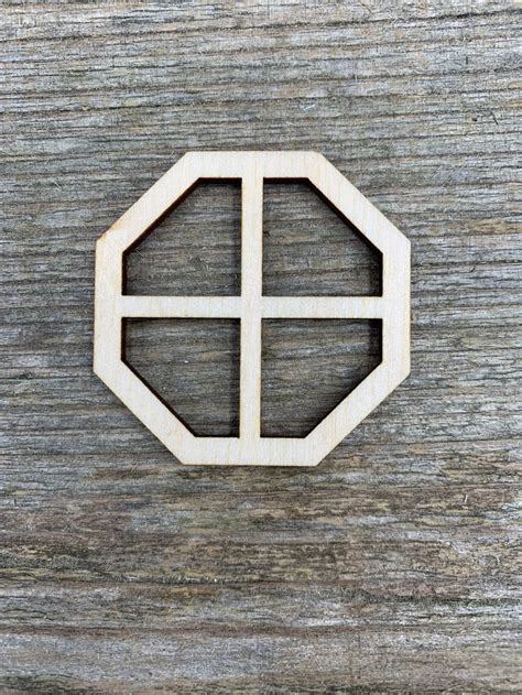 Wooden Window Octagon Window Frame Fairy Elf Door Window Doll House Window Bird House