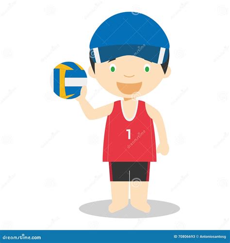 Sports Cartoon Vector Illustrations Beach Volley Stock Vector