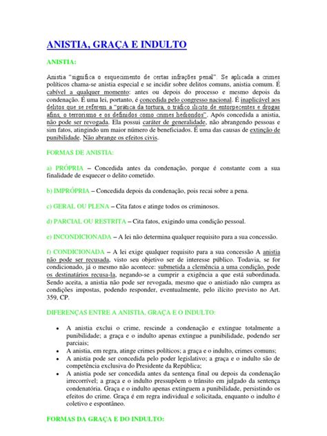 Anistia GraÇa E Indulto Anistia Indulto