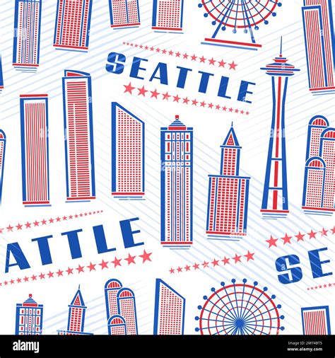 Vector Seattle Seamless Pattern Repeating Background With Illustration