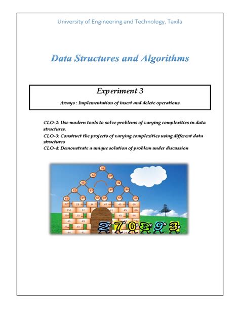 Experiment 3 University Of Engineering And Technology Taxila Pdf Array Data Structure
