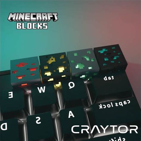 Minecraft Blocks Artisan Keycaps Diamond Emerald Gold Redstone Ore