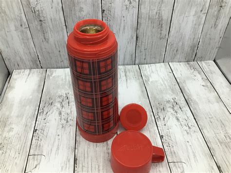 Vintage Aladdin Thermos Red Plaid 1 Pint Thermos Vintage Picnic