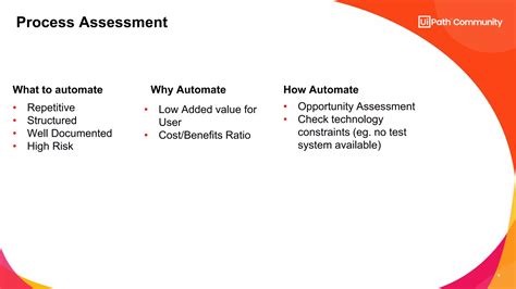 Steps Towards RPA Development Create A Process Assessment Matrix PPTX