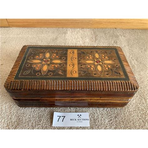 Handcrafted Ornate Wooden Box Beck Auctions Inc