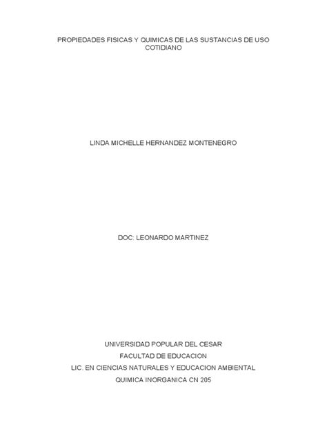 Propiedades Fisicas Y Quimicas De Las Sustancias De Uso Cotidiano Pdf