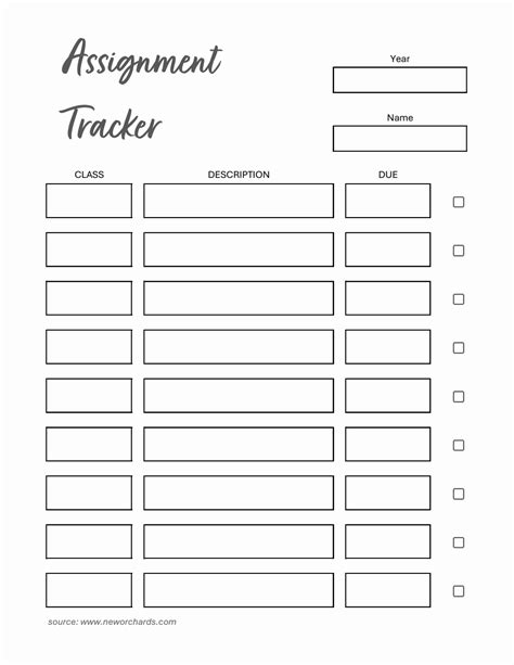 Free Excel Assignment Tracker Templates