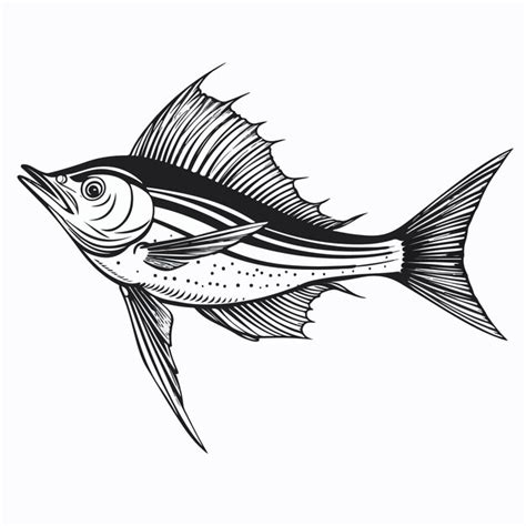 Un Poisson Voilier Noir Et Blanc Vecteur Premium