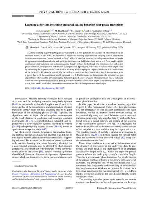 Pdf Learning Algorithm Reflecting Universal Scaling Behavior Near Phase Transitions