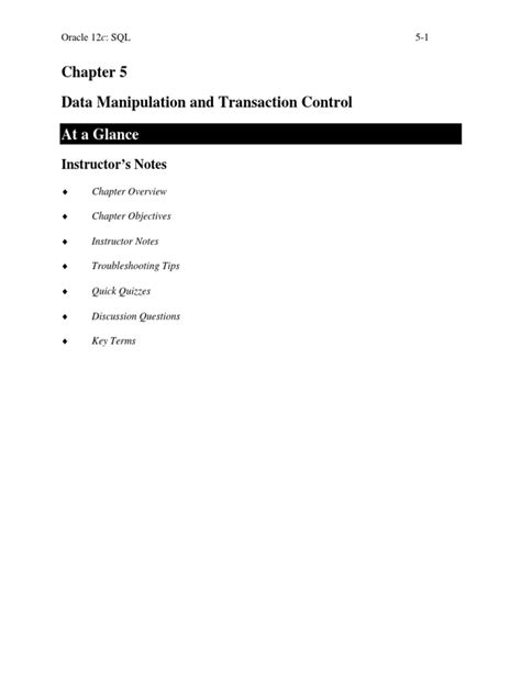 at a glance data manipulation and transaction control pdf database transaction computer
